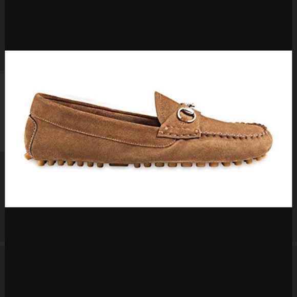 Gucci | Shoes | Womens Softy Tek Suede Horsebit Driver Loafer Acero ...